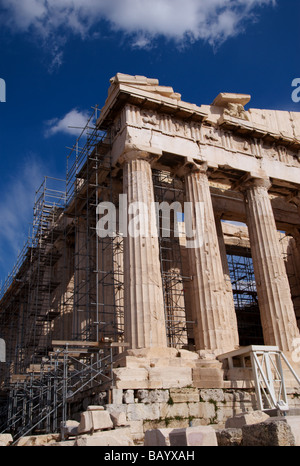 In the middle of a restoration project the Parthenon is filled with ...