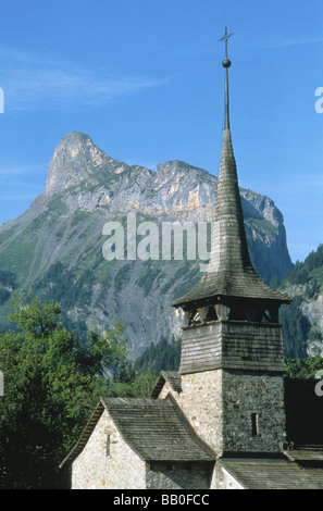 Kandersteg Mountain Chapel in Switzerland, Europe. Vintage Kandersteg ...