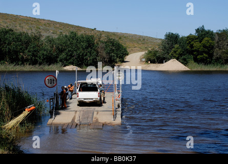 The famed man powered Malgas ferry takes three cars over the Breede ...