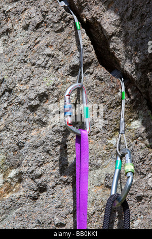 Climbing wires placed in rock for protection Stock Photo - Alamy