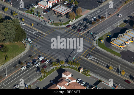 aerial above four way intersection Los Angeles, California Stock Photo ...
