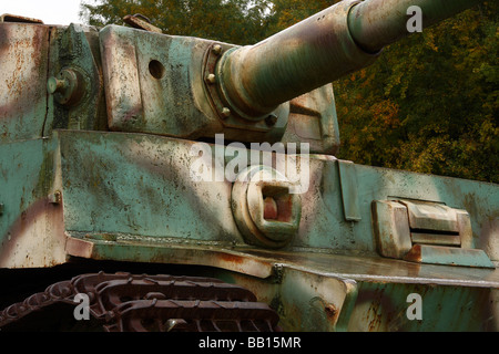 Tiger tank type E number 231 on a concrete plinth outside Vimoutiers ...