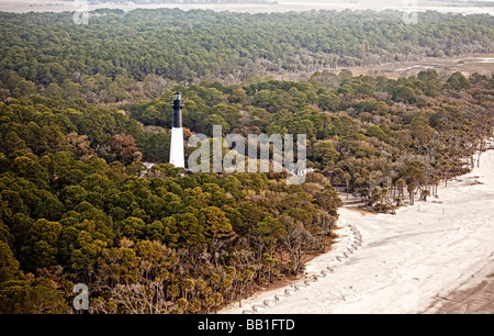 Aerial view of the island lighthouse in Crescent City, California ...