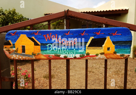 'Welcome to Bonaire' sign, Kralendijk, Bonaire, ABC Islands, Leeward ...