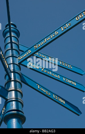 Close up of Whitby tourist information sign signs and map dispenser ...