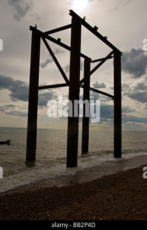 Brighton West Pier destroyed by storm and fire, Brighton East Sussex ...