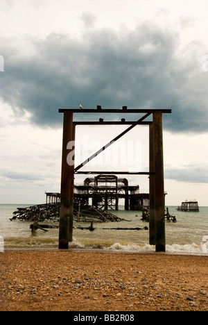 Brighton West Pier destroyed by storm and fire, Brighton East Sussex ...