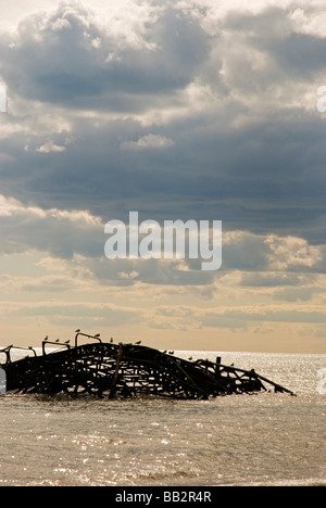 Brighton West Pier destroyed by storm and fire, Brighton East Sussex ...