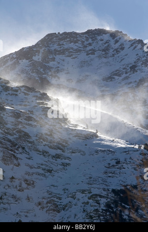 Strong wind in snow mountains of Canada Stock Photo - Alamy