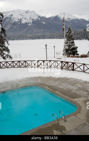 The swimming pool area at the Fairmont Jasper Park Lodge in Jasper ...