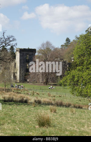 The ruins of Craigend Castle at Mugdock Country Park north of Glasgow ...