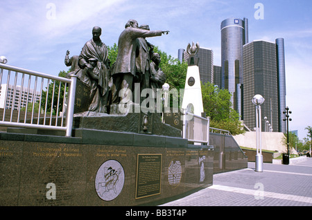 Sculpture Gateway to Freedom, Detroit ,Downtown, Michigan ,USA Stock ...