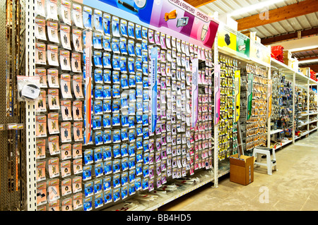 Domestic ironmongery display at "Bricomarché" D-I-Y store, France Stock ...