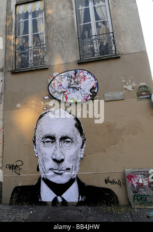 A graffiti representing Russian leader Vladimir Putin on the walls of ...