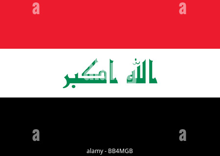 National flag of Iraq: red, white and balck horizontal stripes with ...