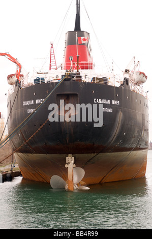 Stern of a Great Lakes Ship in the lock at Massena New York USA US ...