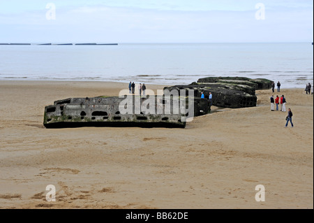 D Day Artificial port Winston at Arromanches Mulberry harbour Landing ...