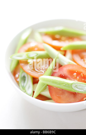 Slices of Tomato and Runner Beans Stock Photo - Alamy