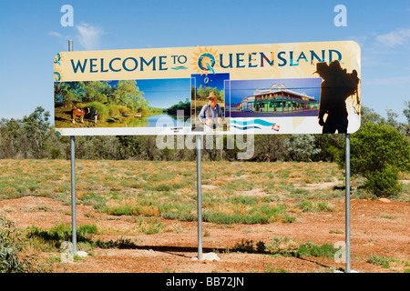 Welcome to Outback Queensland sign, Australia Stock Photo - Alamy