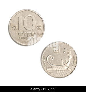 10 Israeli New Agora coin isolated on white background Stock Photo - Alamy