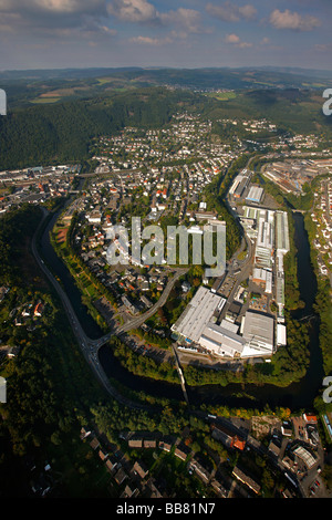 Aerial photo, Lenne river, Werdohl, Maerkischer Kreis, Sauerland, North ...