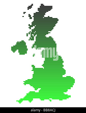 Green gradient map of United Kingdom isolated on a white background ...
