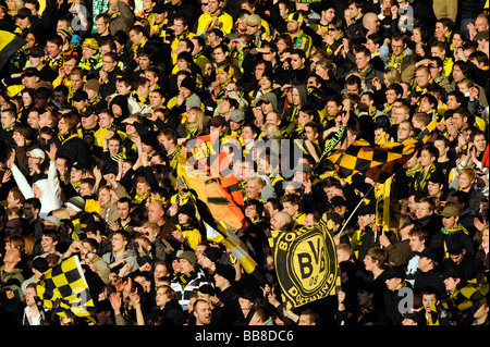 Fans of BVB Borussia Dortmund, spectators, Mercedes-Benz Arena ...