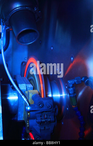 Glowing brake disc during a brake test Stock Photo - Alamy