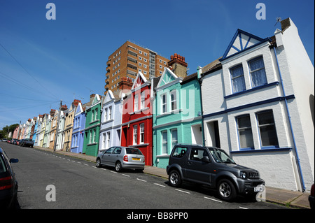 Different colour houses in Blaker Street Brighton UK Stock Photo - Alamy