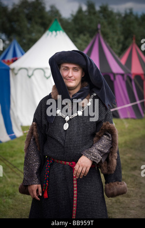 Man dressed as a medieval merchant at Tewkesbury Medieval Festival 2008 ...