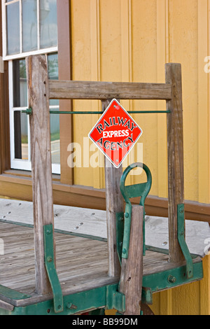Railway Express Agency REA sign on railroad passenger depot building ...