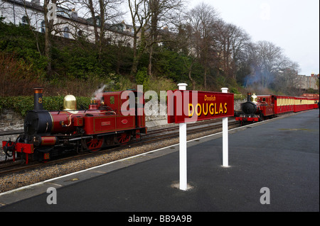 The steam engines at Douglas Train Station, Douglas, Isle Of Man Stock ...