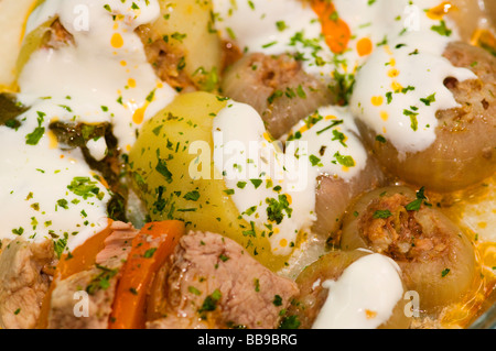 Traditional Bosnian Sahan meal containing stuffed vegetables with meat ...