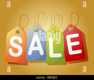 Set of price tags spelling out SALE Stock Photo - Alamy