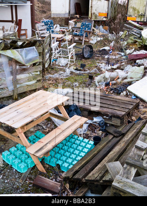 Filthy backyard with a lot of garbage Stock Photo - Alamy
