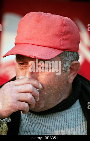 Turkish man drinking Turkish Tea in Fez, Kaleici, Antalya, Turkey Stock ...