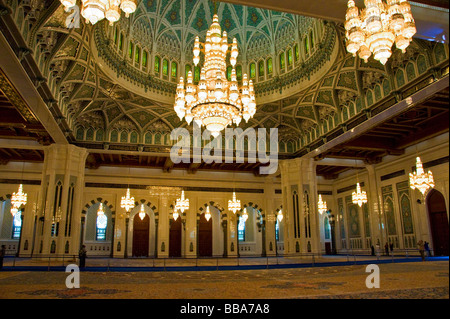 MUSCAT, OMAN Interior design of the Sultan Qaboos Grand Mosque in ...