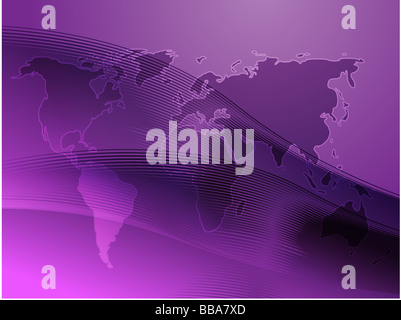 Map of the world illustration with wavy gradient curves Stock Photo - Alamy