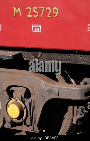 A closeup shot of details of a train on the railway Stock Photo - Alamy