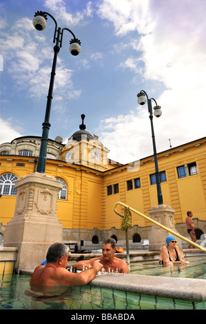 Budapest, Hungary, playing chess in an outdoor pool of the Szechenyi ...