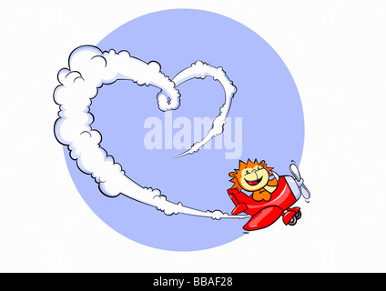 Airplane and its trail on a white background illustration Stock Photo ...