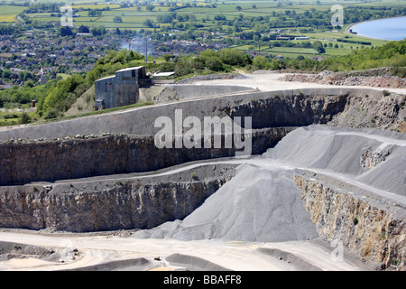 Open cast Quarry in the hils around Cheddar Valley near Bristol England ...