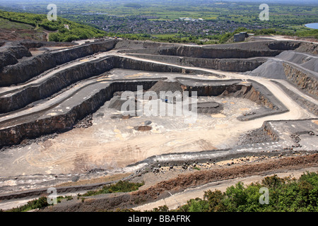 Open cast Quarry in the hils around Cheddar Valley near Bristol England ...