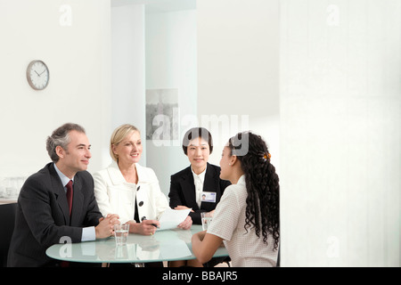 Interview panel listening to applicant Stock Photo - Alamy