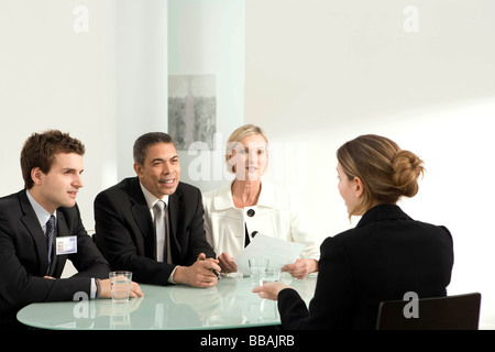 Interview panel listening to applicant Stock Photo - Alamy
