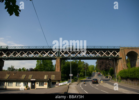 Iron Girder Railway Bridge Over The A25 In Oxted Surrey England Stock ...