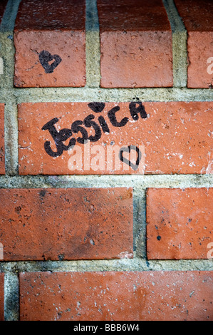 i was here graffiti written on brick wall Stock Photo - Alamy