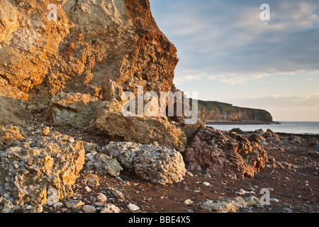 Magnesian limestone cliffs and beach, near Easington Colliery, County ...