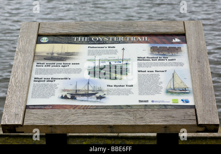 Tourist information map of Emsworth Harbour, plus memorial plaque to an ...