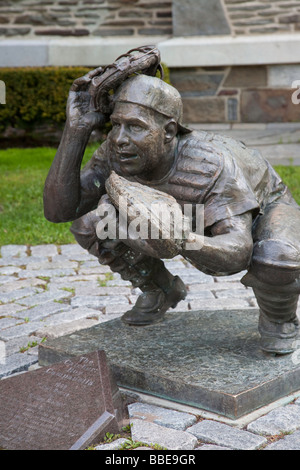 Cooperstown, New York, USA. Statues of Babe Ruth and Ted Williams in ...
